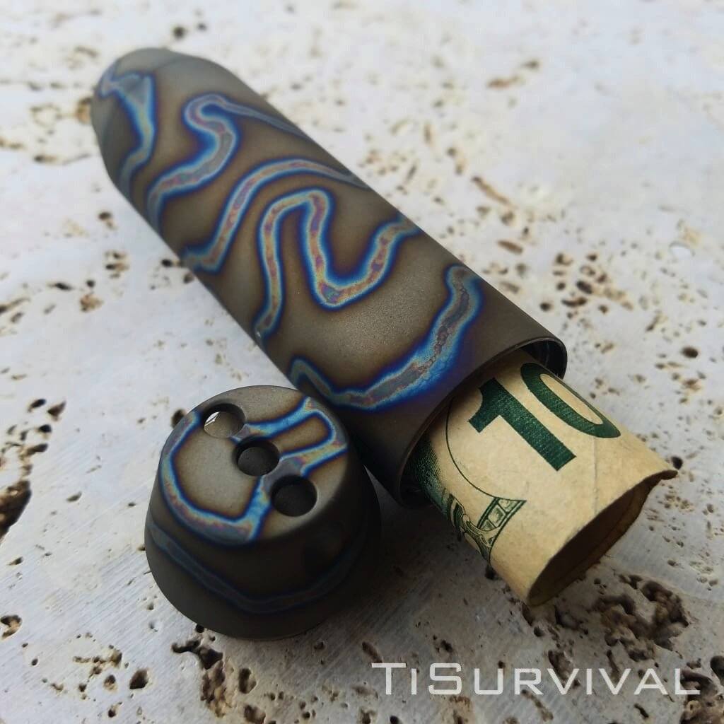 Exo Tube Titanium Waterproof Storage Capsule - Ti Survival